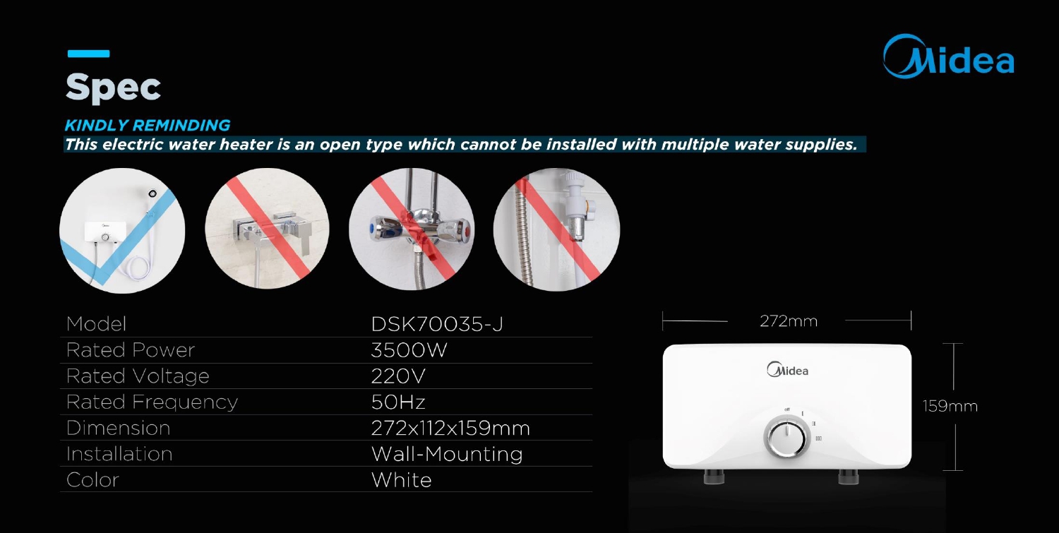 Midea Instant Electric Water Heater DSK73
